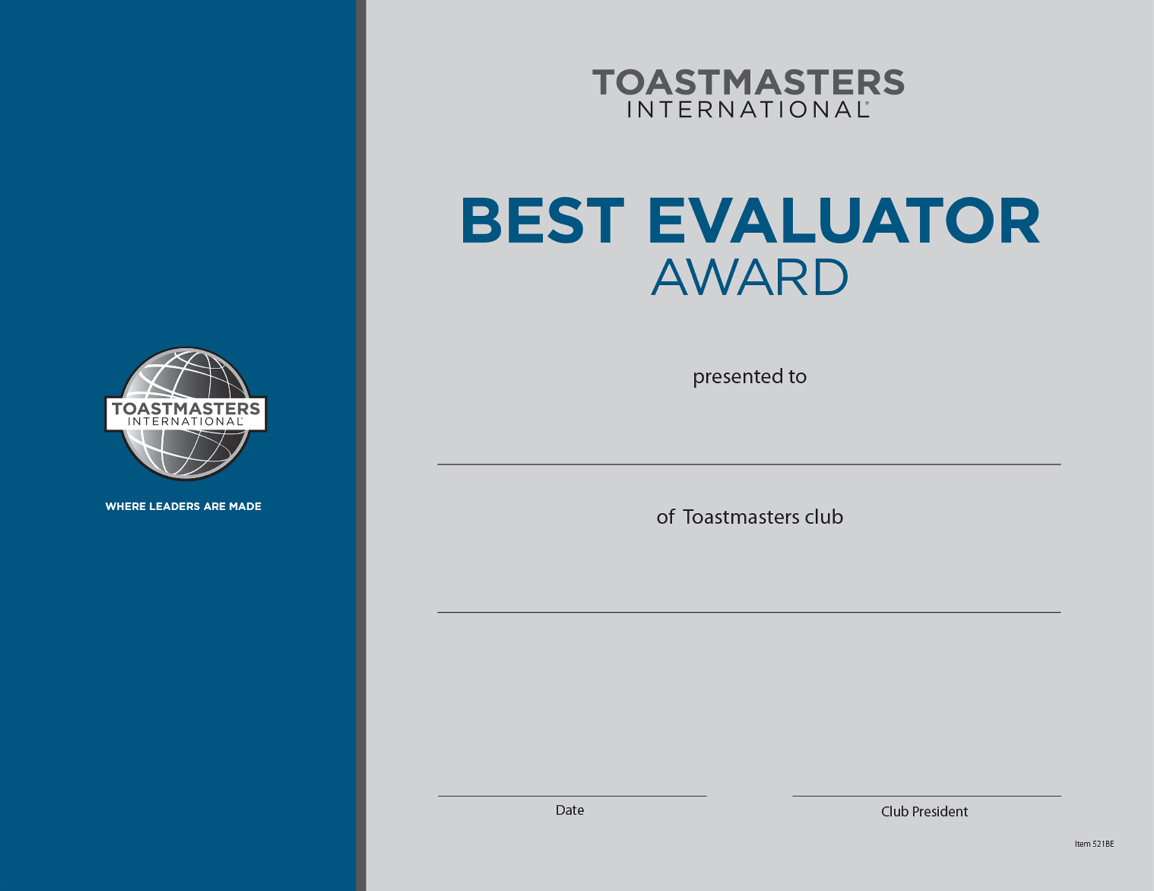 Best Evaluator Certificate Best Evaluator Certificate